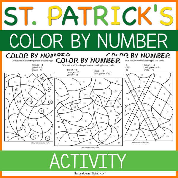 St. Patrick's Day Color By Number Worksheets – shop natural beach living