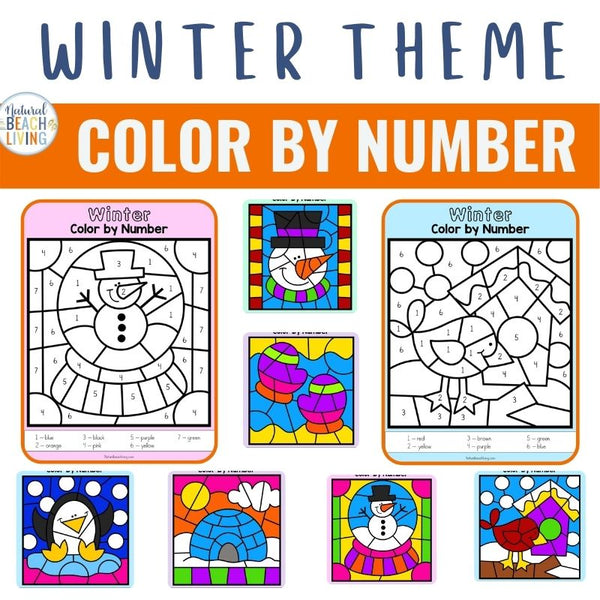 Winter Color by Number Worksheets – shop natural beach living