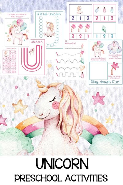 Letter U Unicorn Preschool Activity Pack – shop natural beach living